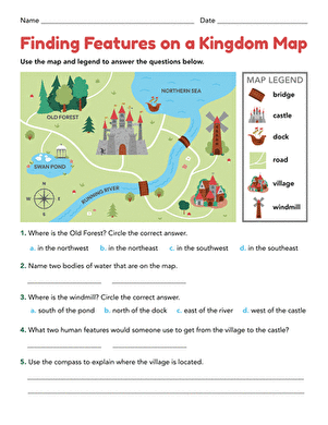 Finding Features on a Kingdom Map | Worksheet | Education.com