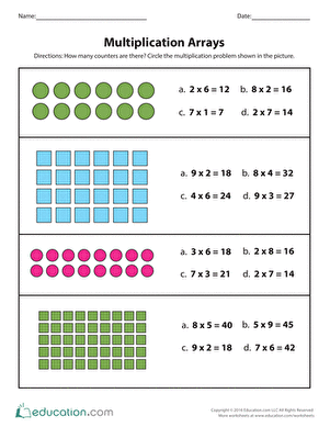 Multiple Choice Arrays | Worksheet | Education.com